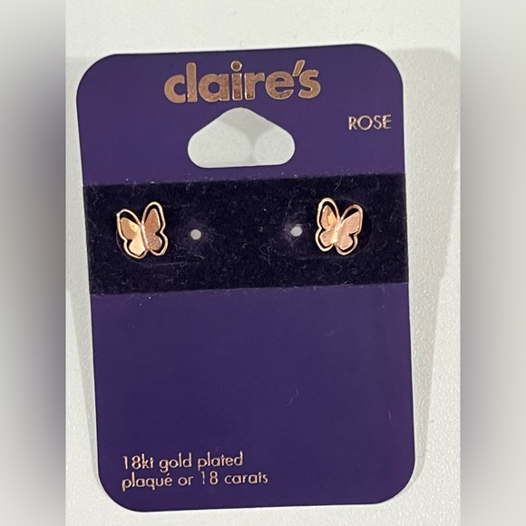 Claire's | Accessories | New Claires 8k Rose Gold Plated Butterfly Stud Earrings | Poshmark